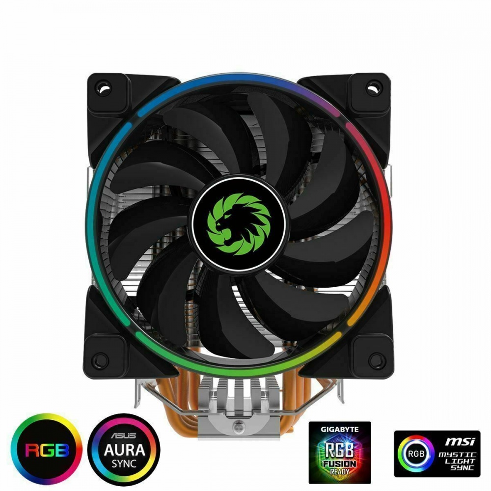 GameMax Gamma 500 Rainbow ARGB CPU Cooler Aura Sync 3 Pin for Intel ...